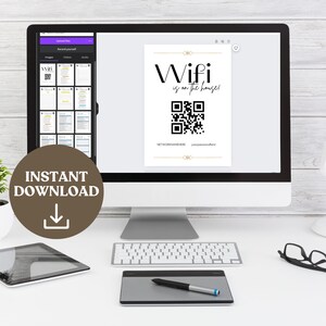 Editable Airbnb Template Wifi Sign Vrbo Wifi Printable Sign Canva ...
