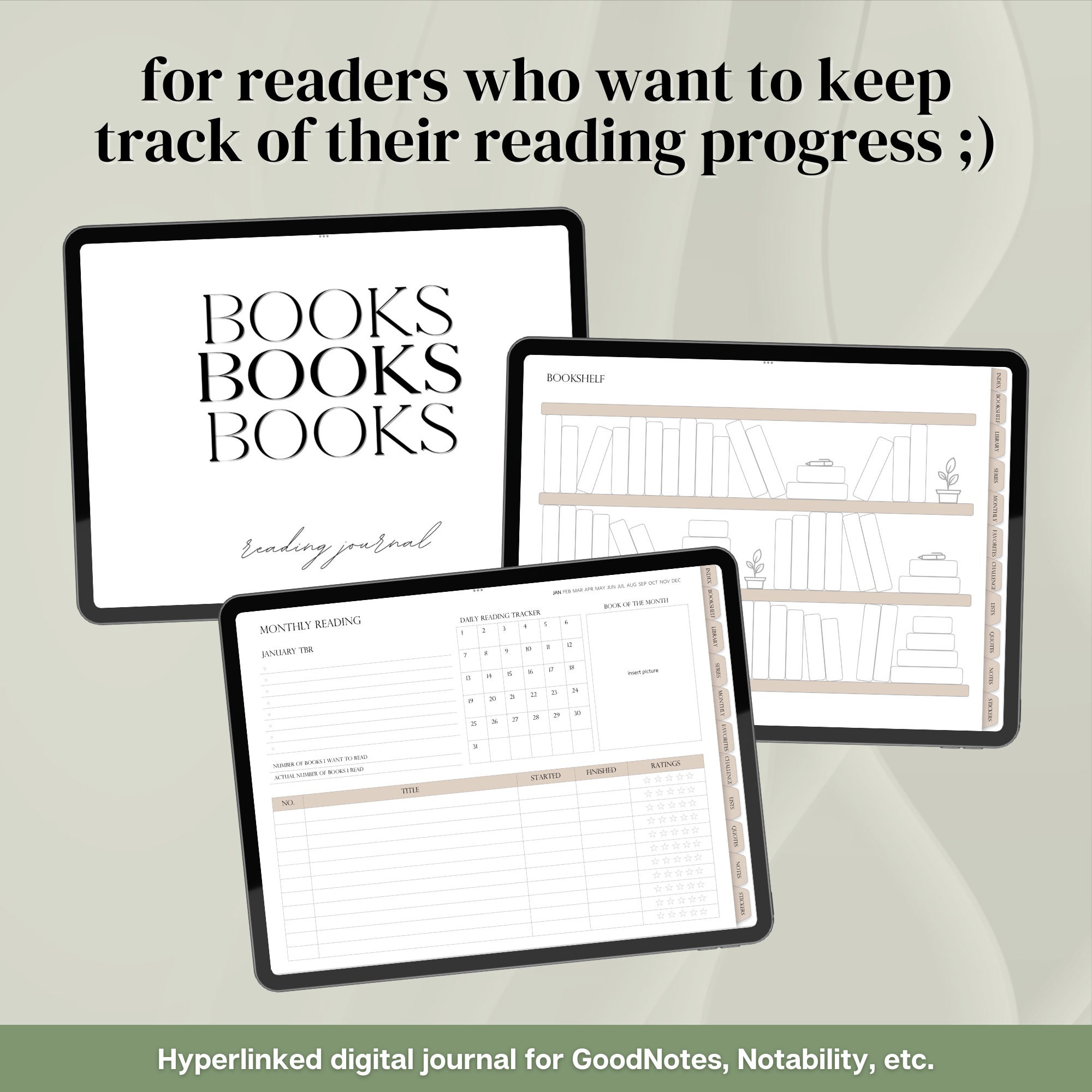Digital Reading Journal for Bookworm ADHD Book Review Goodnotes Digital ...