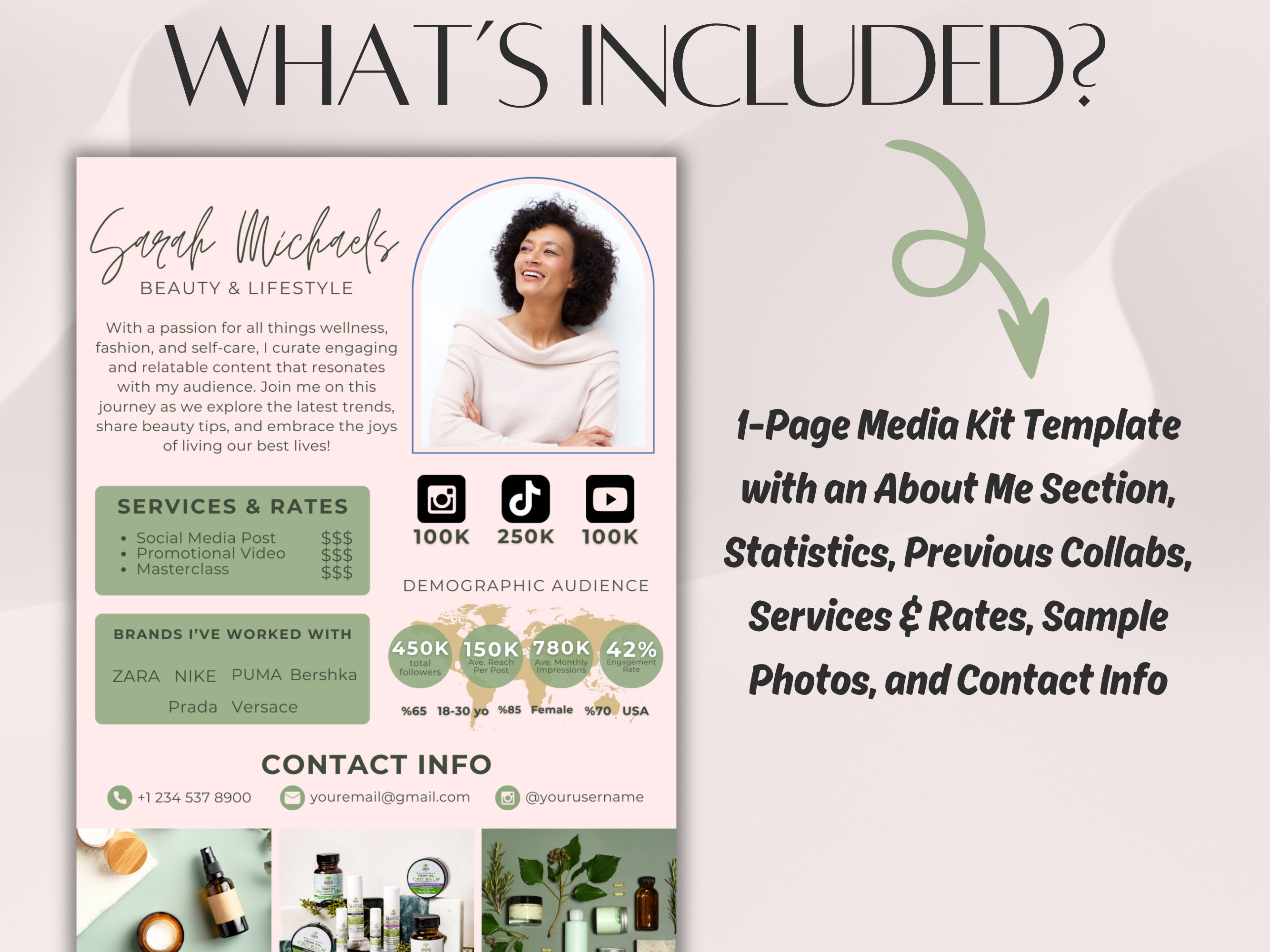 Influencer Media Kit Template Canva Rate Sheet Blogger Press Social ...