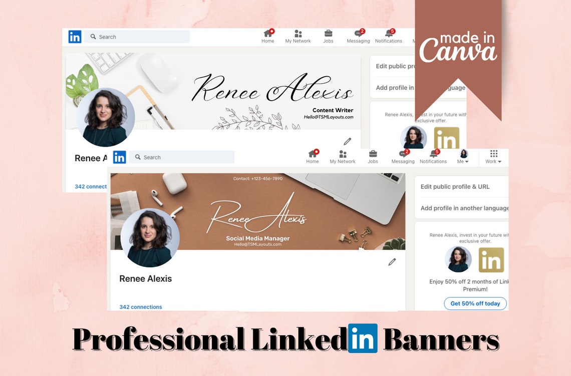 Linkedin Banner Canva Editable Templates for Creatives Aesthetic ...