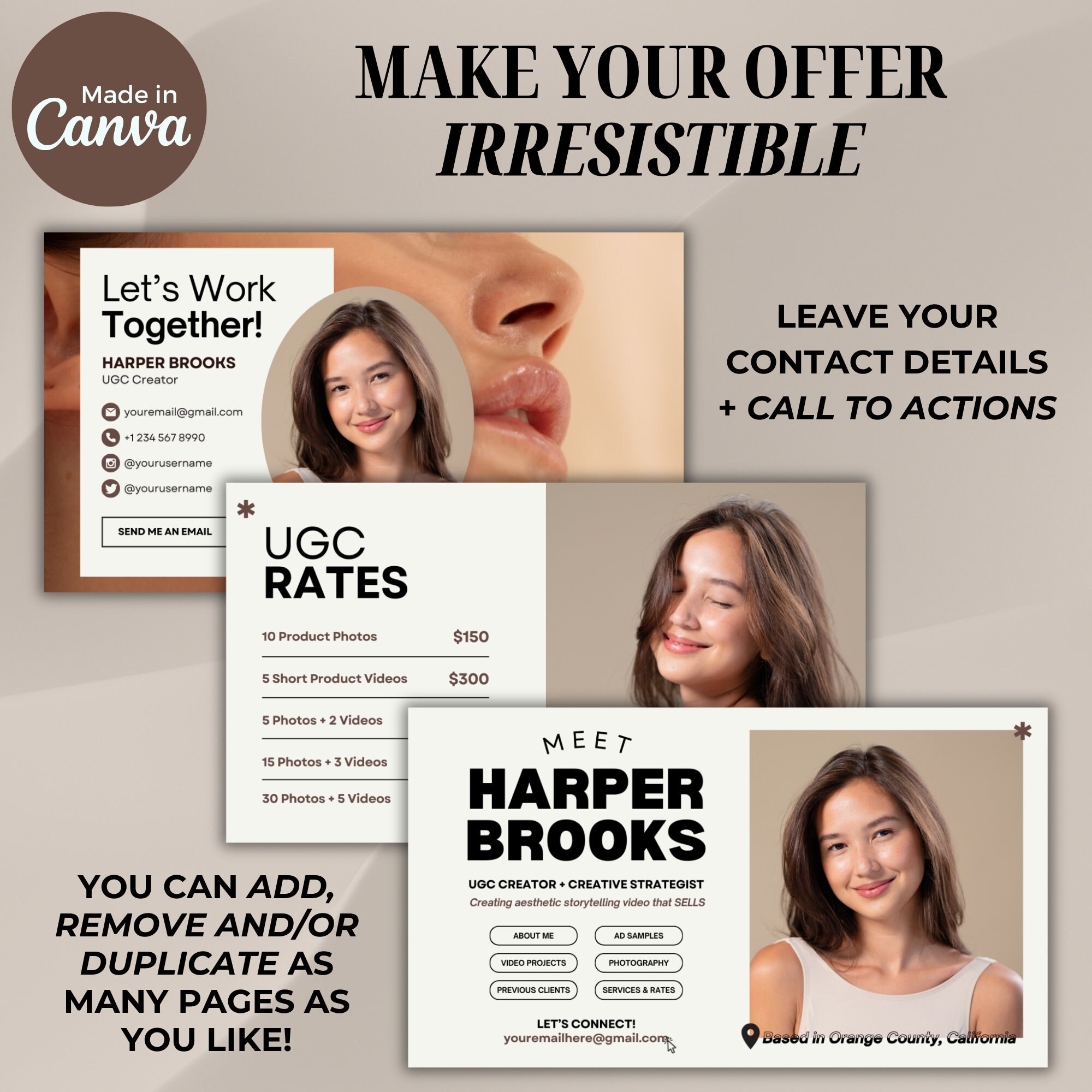 UGC Portfolio Template Canva Editable UGC Website Template Minimalist UGC Portfolio Starter Kit ...