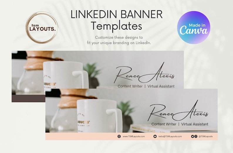 Linkedin Banner Canva Editable Templates for Creatives Aesthetic ...