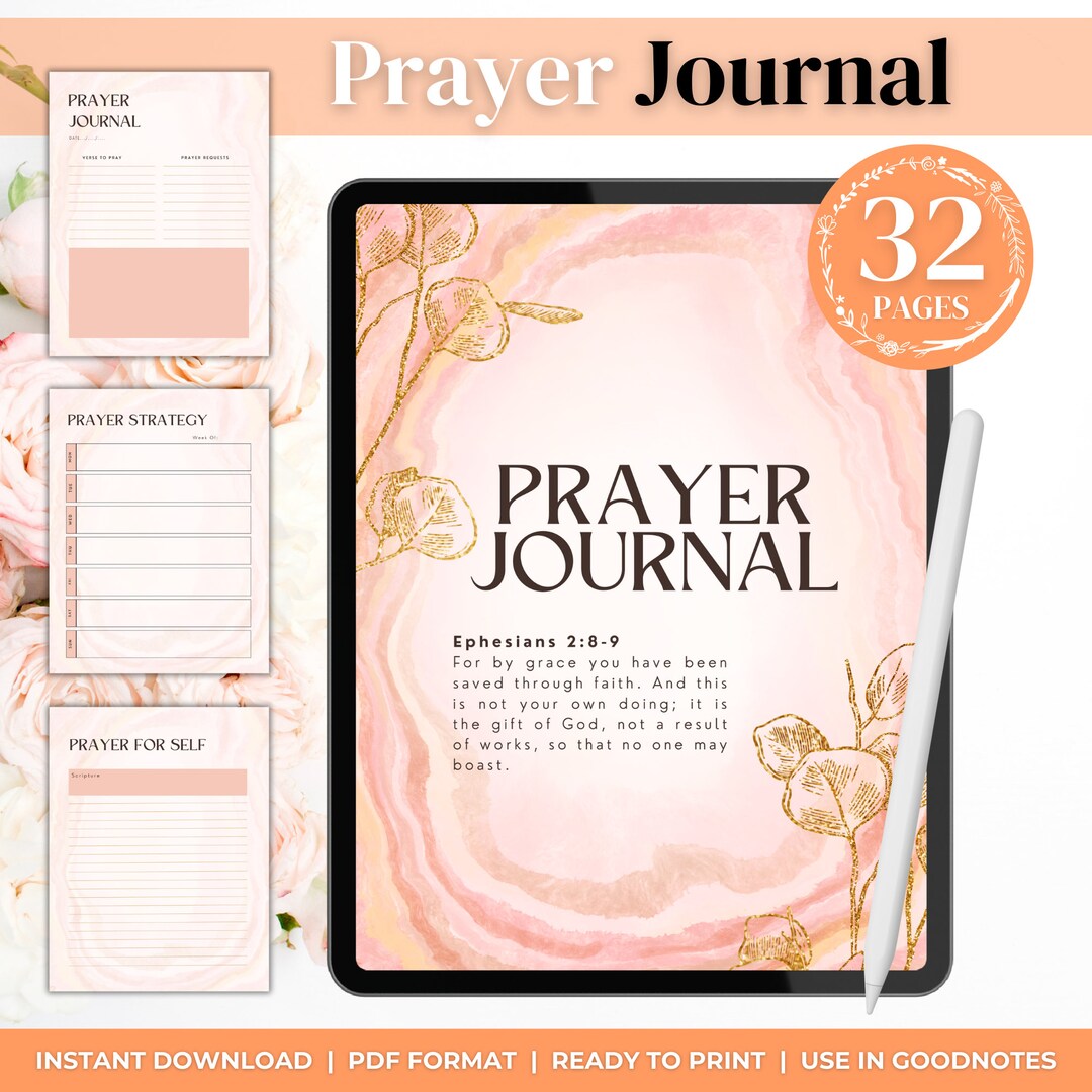 Prayer Journal Digital Bible Study Planner Faith Reflection Planner ...