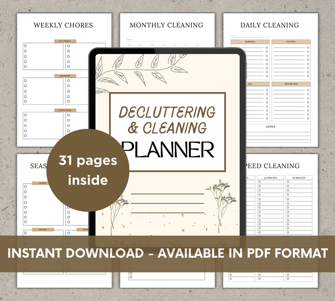 Printable House Cleaning Planner Decluttering Planner Journal for ...
