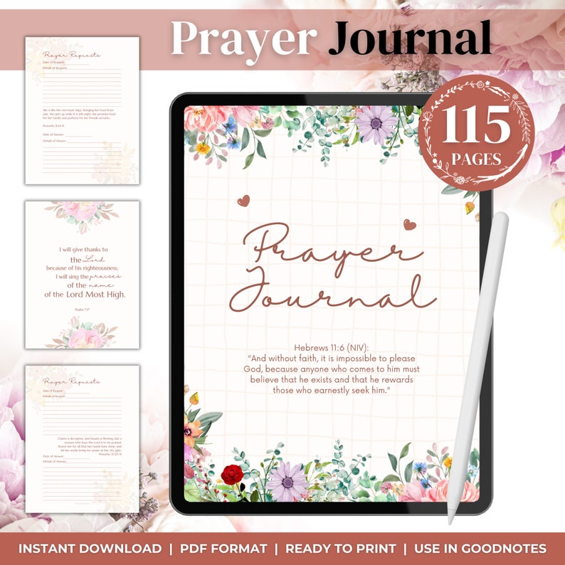 Prayer Journal Digital Devotional Journal Prayer Planner Promises of ...