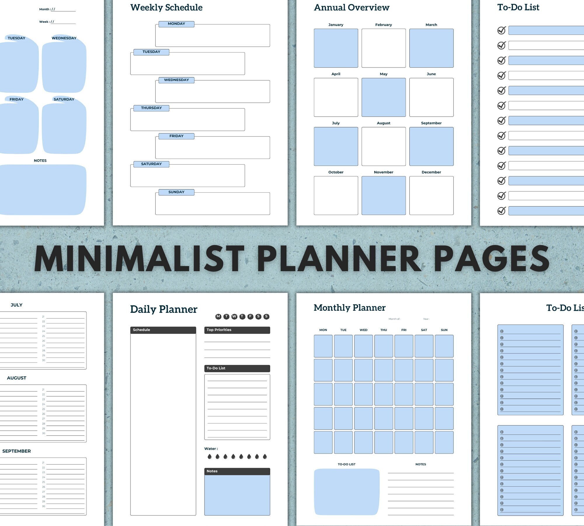Printable Minimalist Planner Pages Daily Weekly Monthly Planner Journal ...