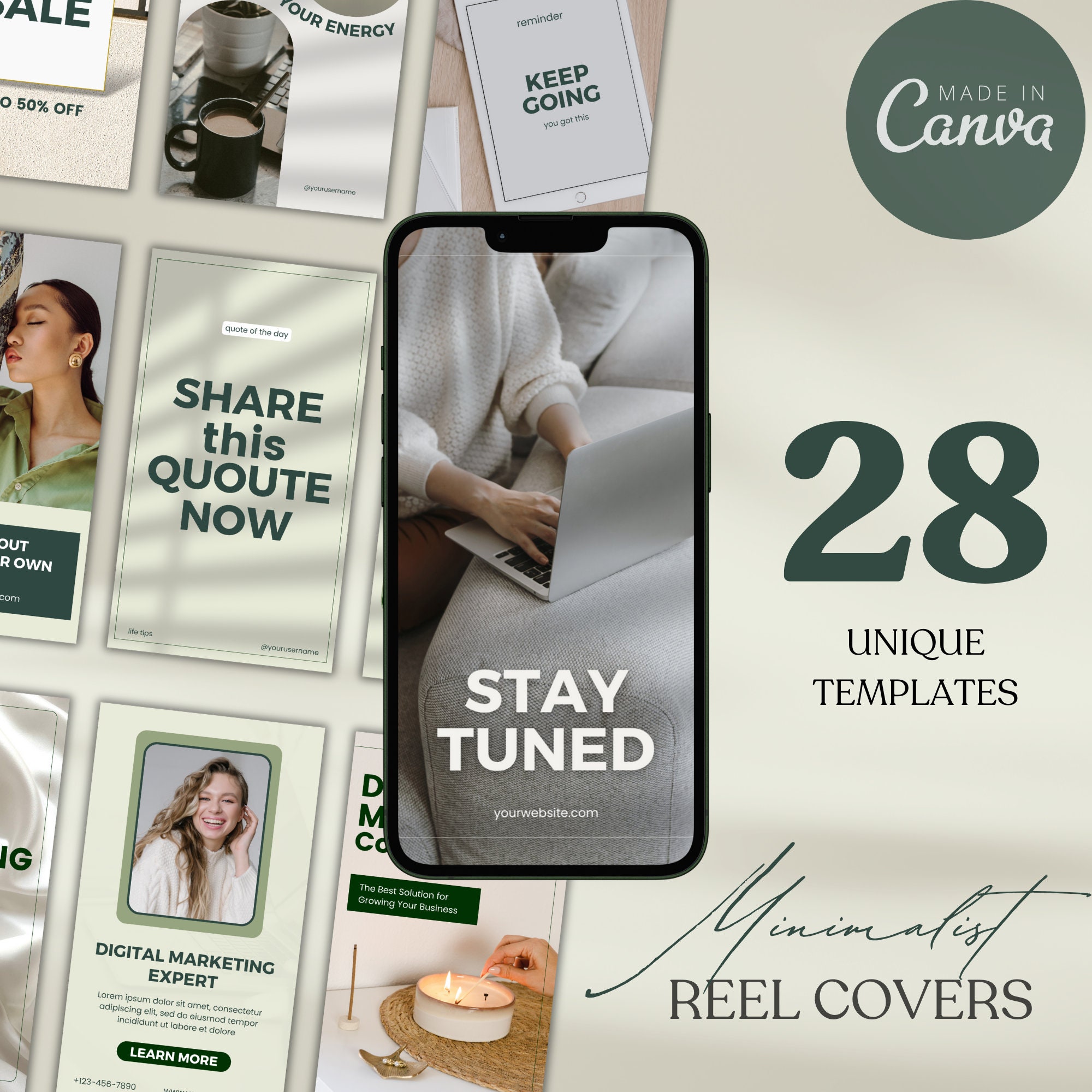 Reel Covers Template Aesthetic IG Reel Cover Template Editable in Canva ...