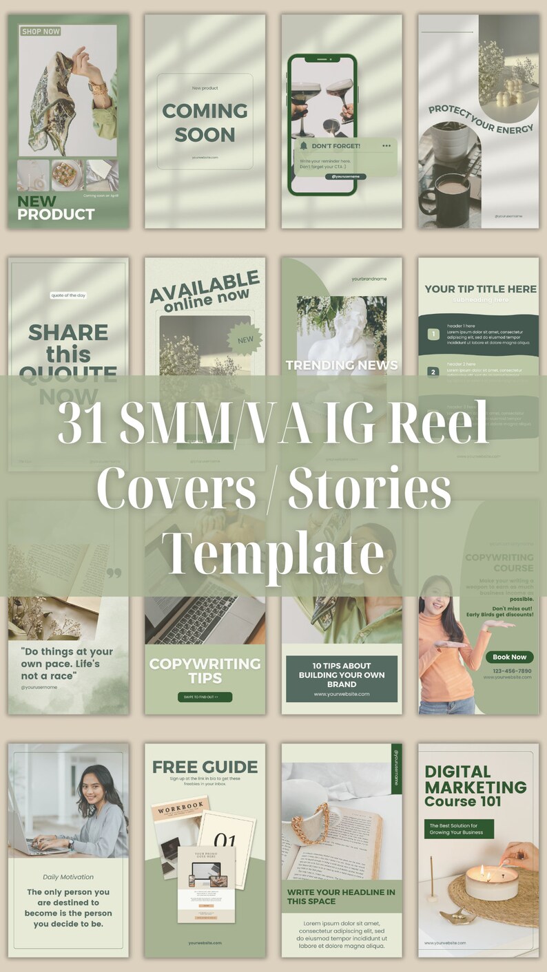 Reel Covers Template Aesthetic IG Reel Cover Template Editable in Canva ...