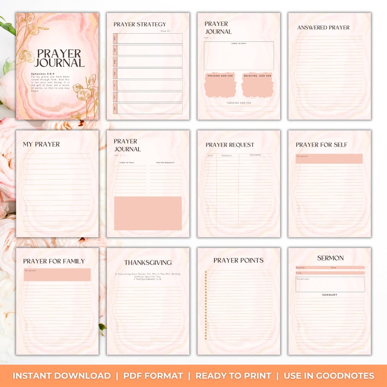 Prayer Journal Digital Bible Study Planner Faith Reflection Planner ...