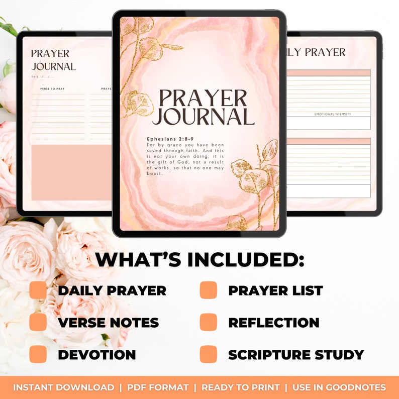 Prayer Journal Digital Bible Study Planner Faith Reflection Planner ...