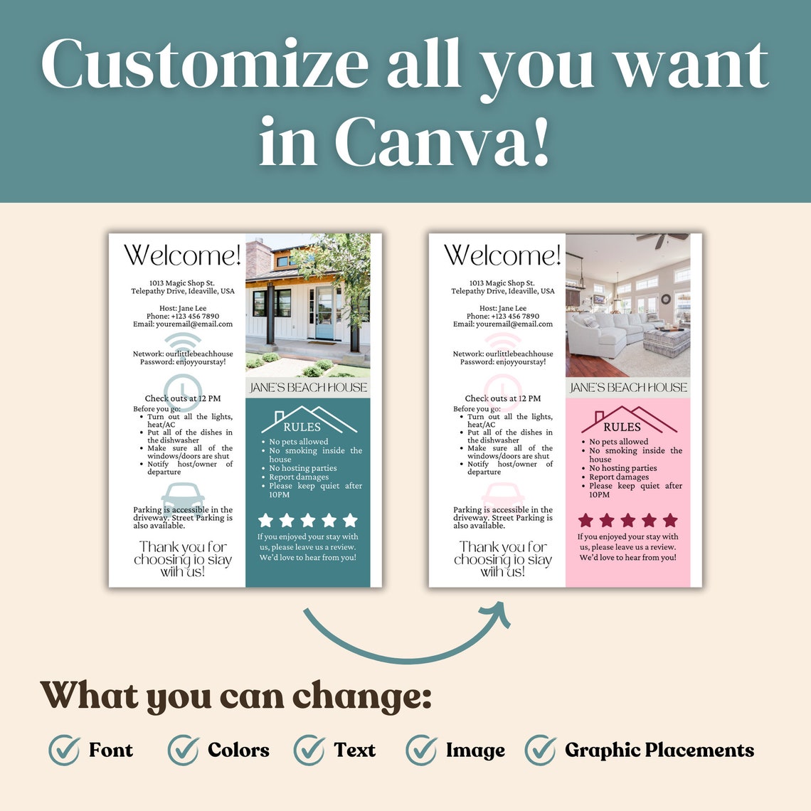 Airbnb Welcome Sign Template Printable VRBO Template Vacation Rental ...