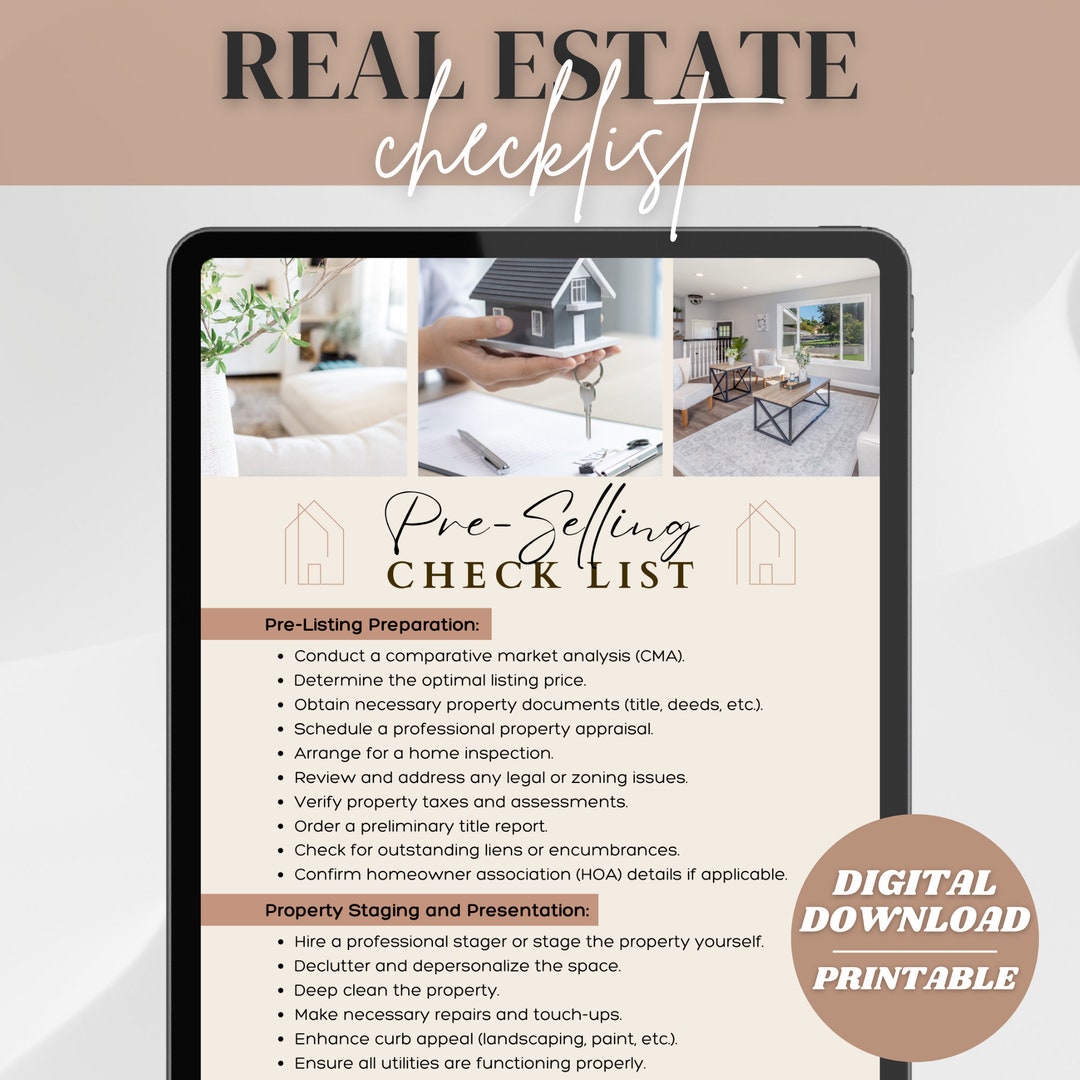 Realtor Checklist Template Pre-made Real Estate Checklist Guide for ...
