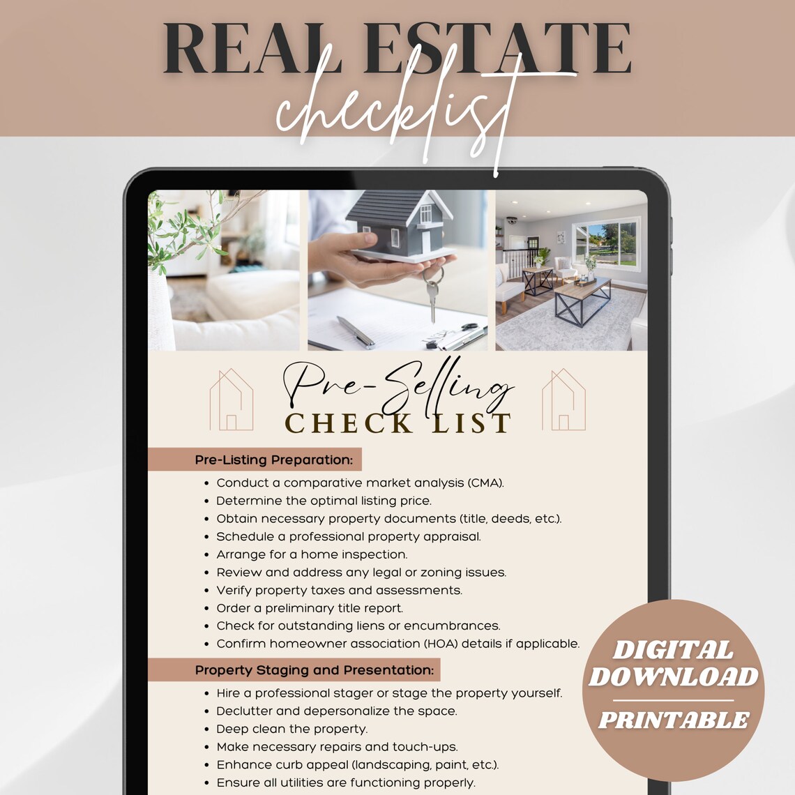 Real Estate Checklist Template Pre-made Agent Checklist Guide for Real ...