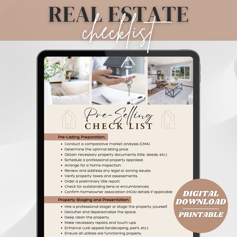 Real Estate Checklist Template Pre-made Agent Checklist Guide for Real ...