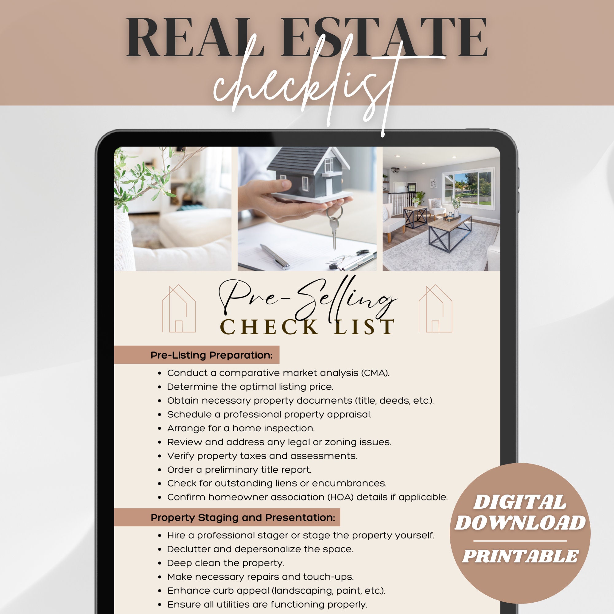 Real Estate Checklist Template Pre-made Agent Checklist Guide for Real ...