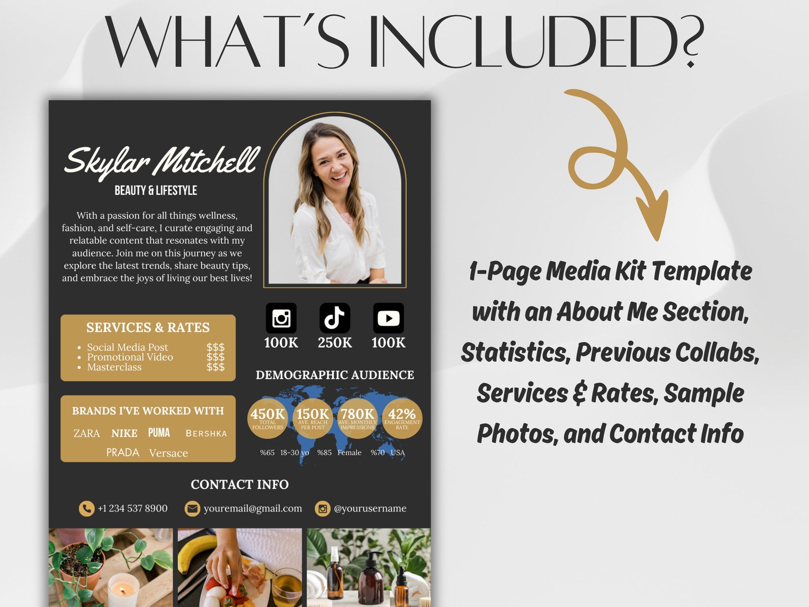 Editable Influencer Media Kit Canva Rate Sheet Template Blogger Press ...