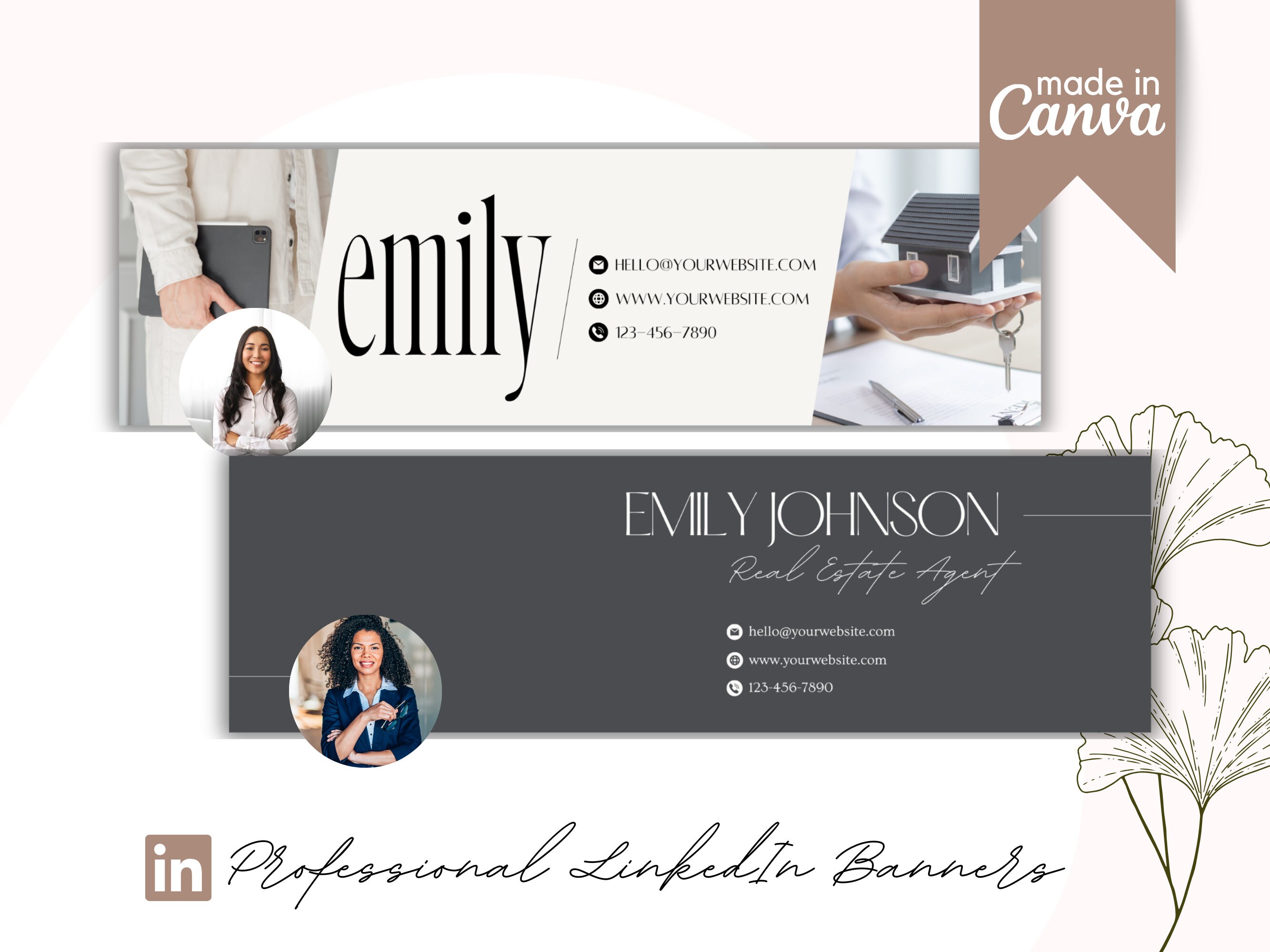 Linkedin Banner Canva Editable Template for Real Estate Agent Linkedin ...