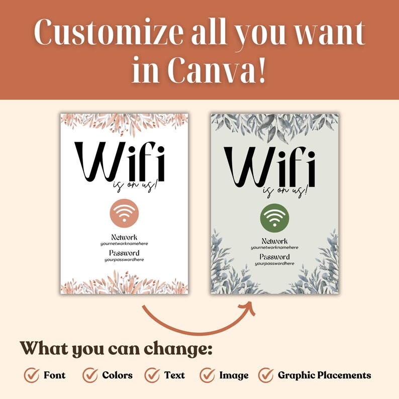 Airbnb Template Wifi Sign Vrbo Wifi Printable Sign Canva Template ...