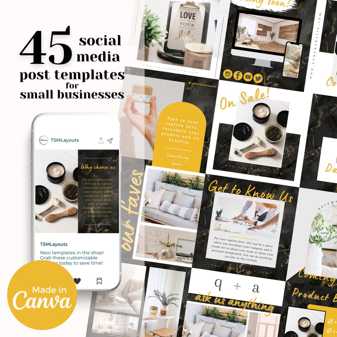 Instagram Post CANVA Template Black Social Media Post Template Canva ...