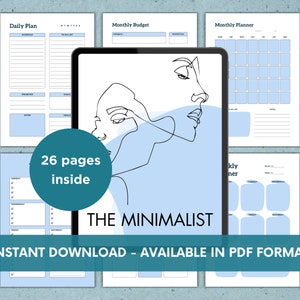 Printable Minimalist Planner Pages Daily Weekly Monthly Planner Journal ...