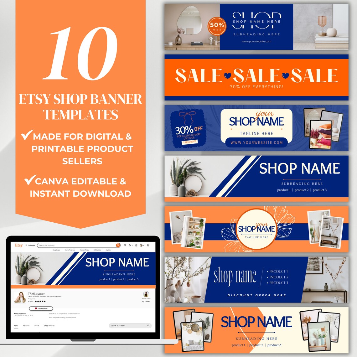 Etsy Banner Template Editable in Canva Etsy Mockup Frame Big Banner ...