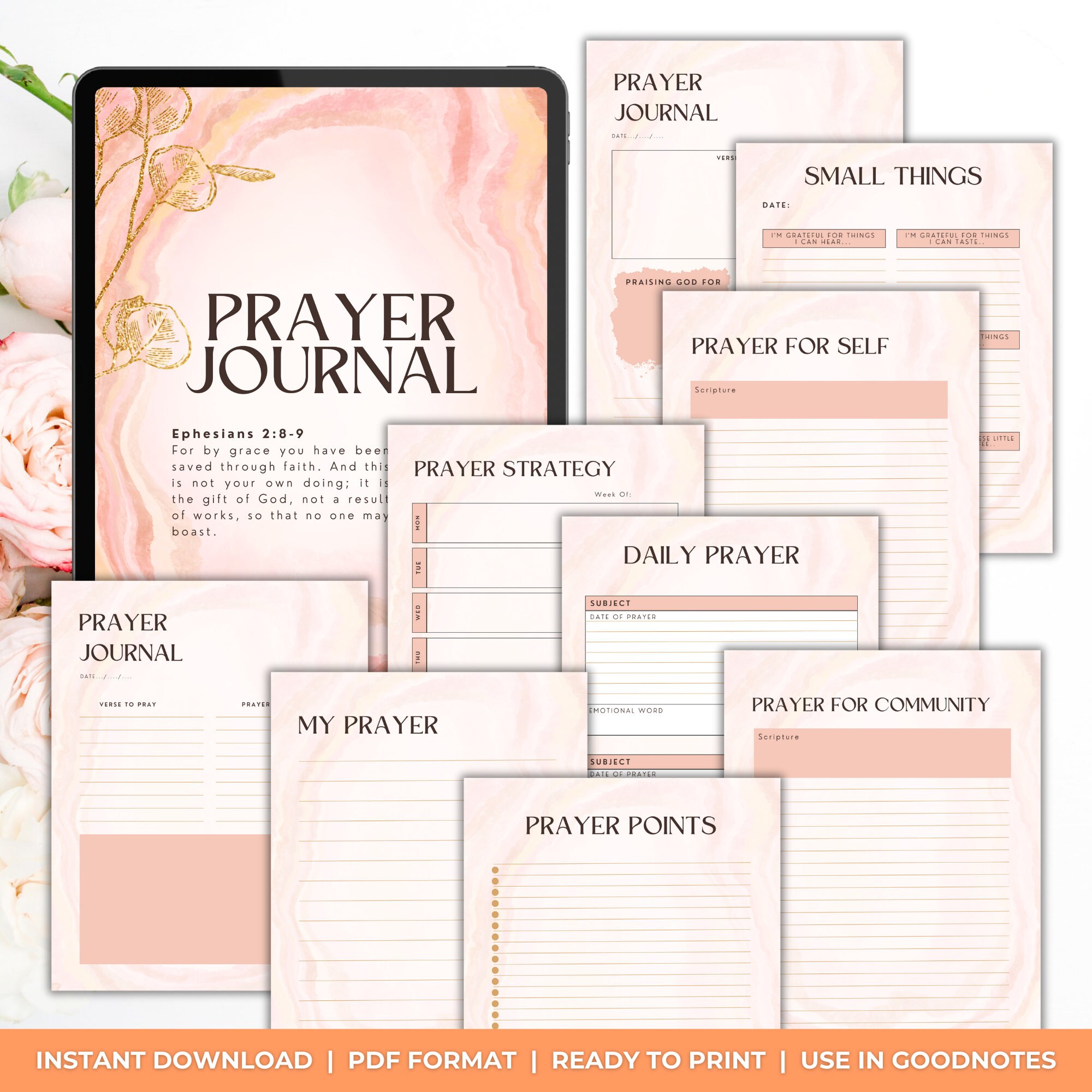 Prayer Journal Digital Bible Study Planner Faith Reflection Planner ...