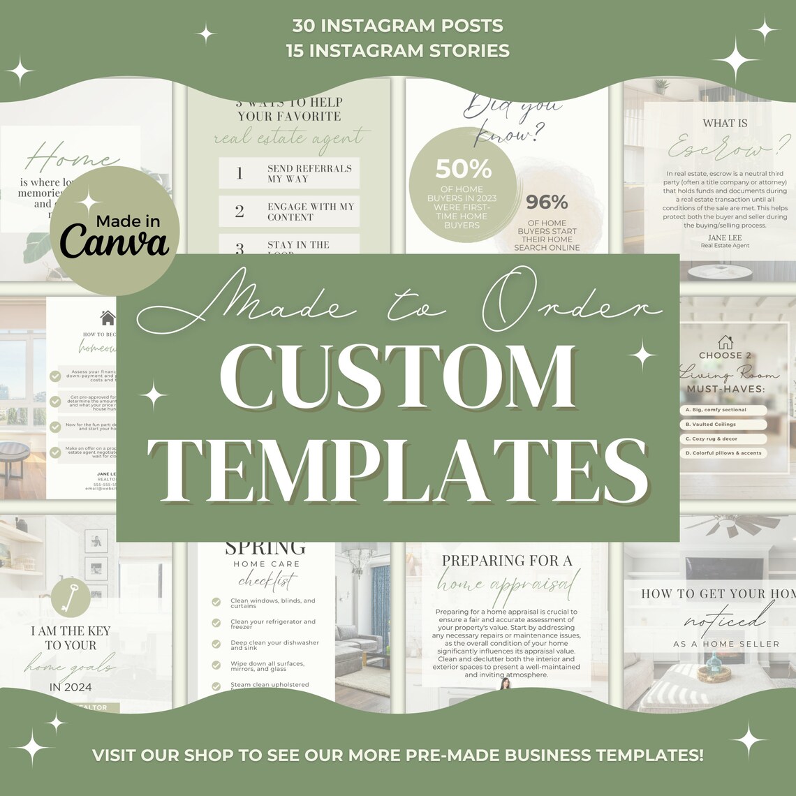Custom Instagram Post Templates for Business Owners Editable Made-to ...