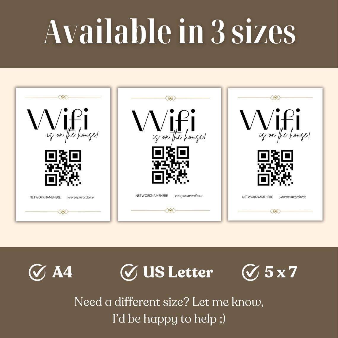 Editable Airbnb Template Wifi Sign Vrbo Wifi Printable Sign Canva ...