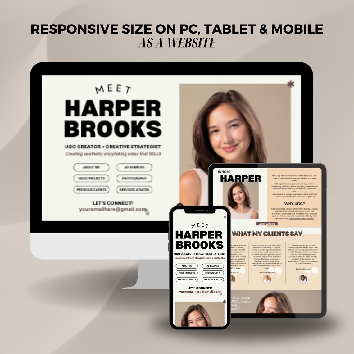 UGC Portfolio Template Canva Editable UGC Website Template Minimalist ...