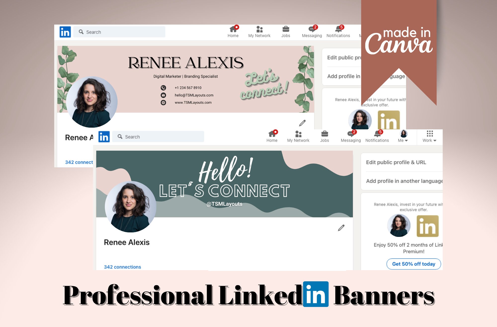 4 Editable Linkedin Banner Canva Template for Creatives, Linkedin ...