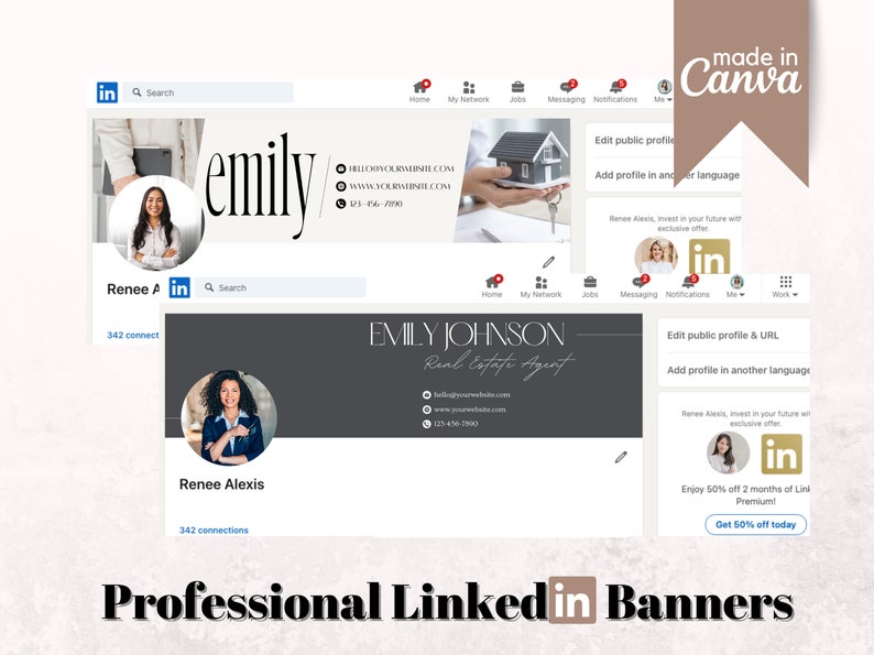 Linkedin Banner Canva Editable Template for Real Estate Agent Linkedin ...