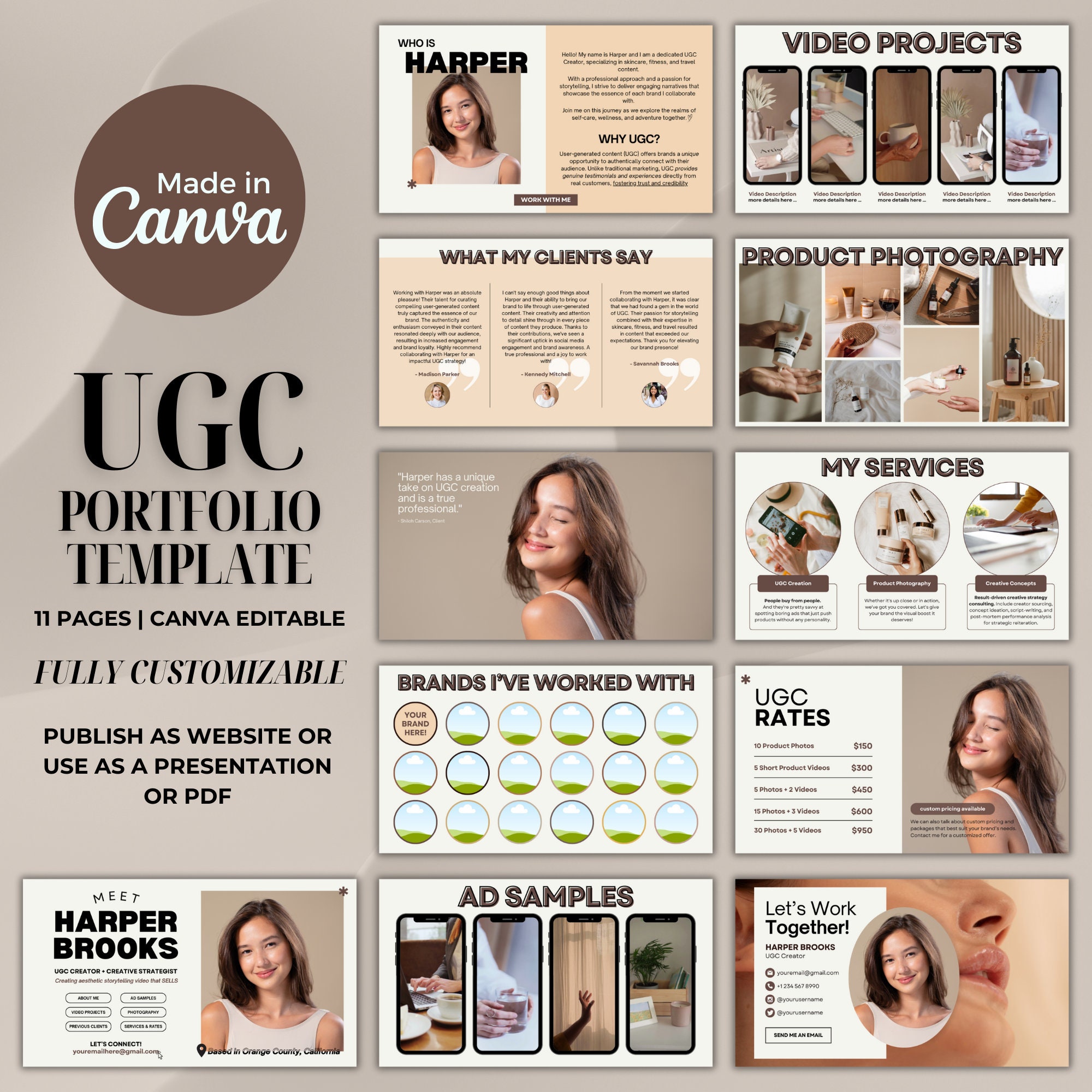 UGC Portfolio Template Canva Editable UGC Website Template Minimalist ...