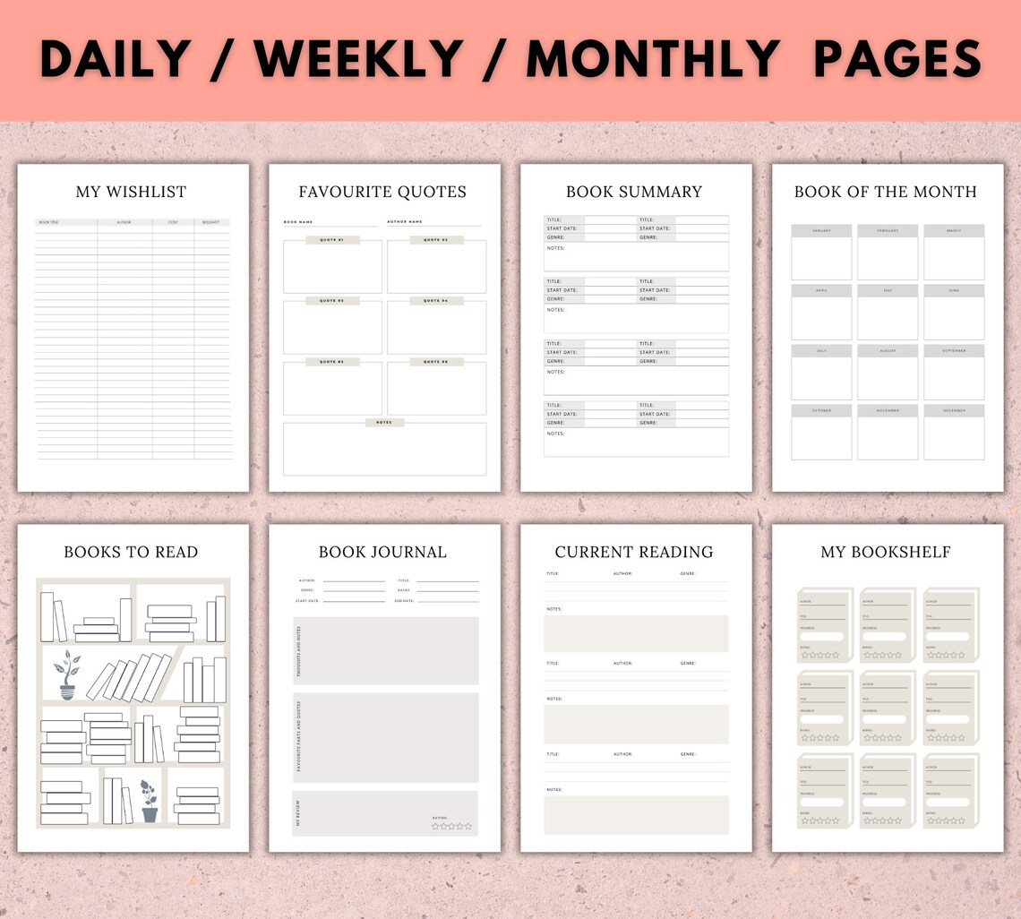 Digital Book Journal Printable Digital Reading Journal Goodnotes ...