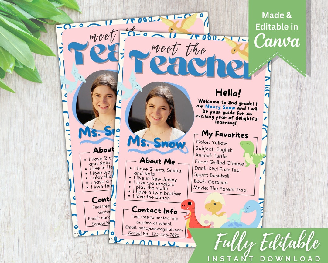 Meet the Teacher Editable Template Teacher Template - Etsy