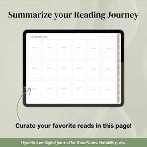 Digital Reading Journal for Bookworm ADHD Book Review Goodnotes Digital ...