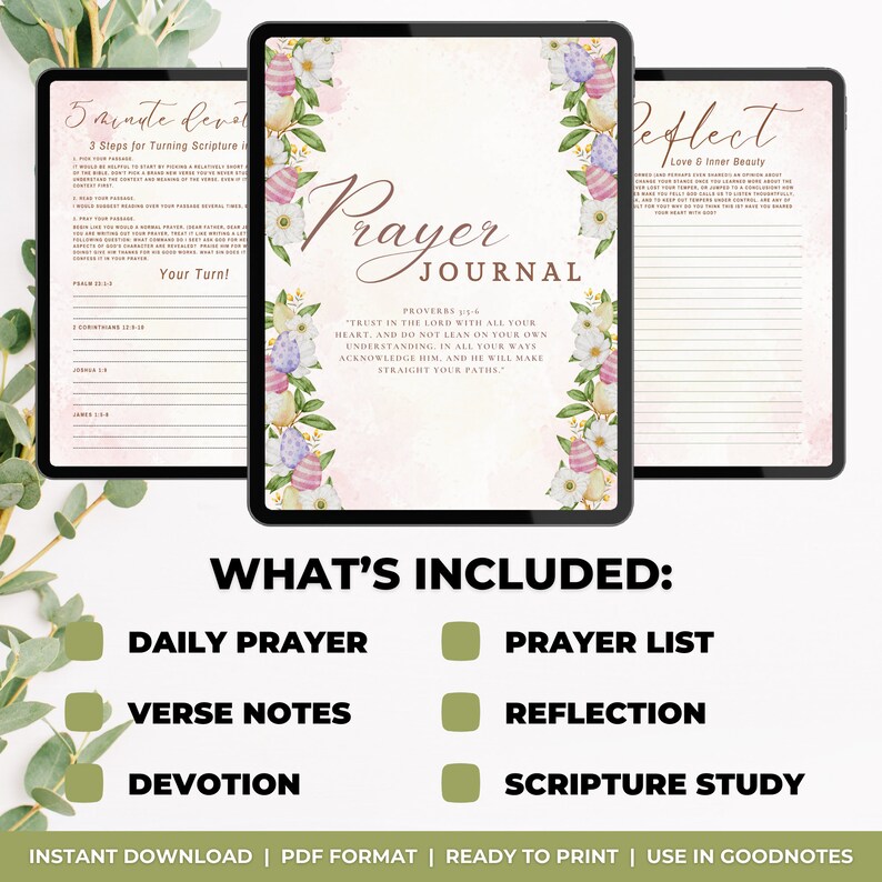 Prayer Journal Digital Bible Study Planner Faith Reflection Planner ...