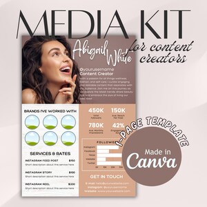 Content Creator Media Kit Canva Rate Sheet Template Blogger Social ...