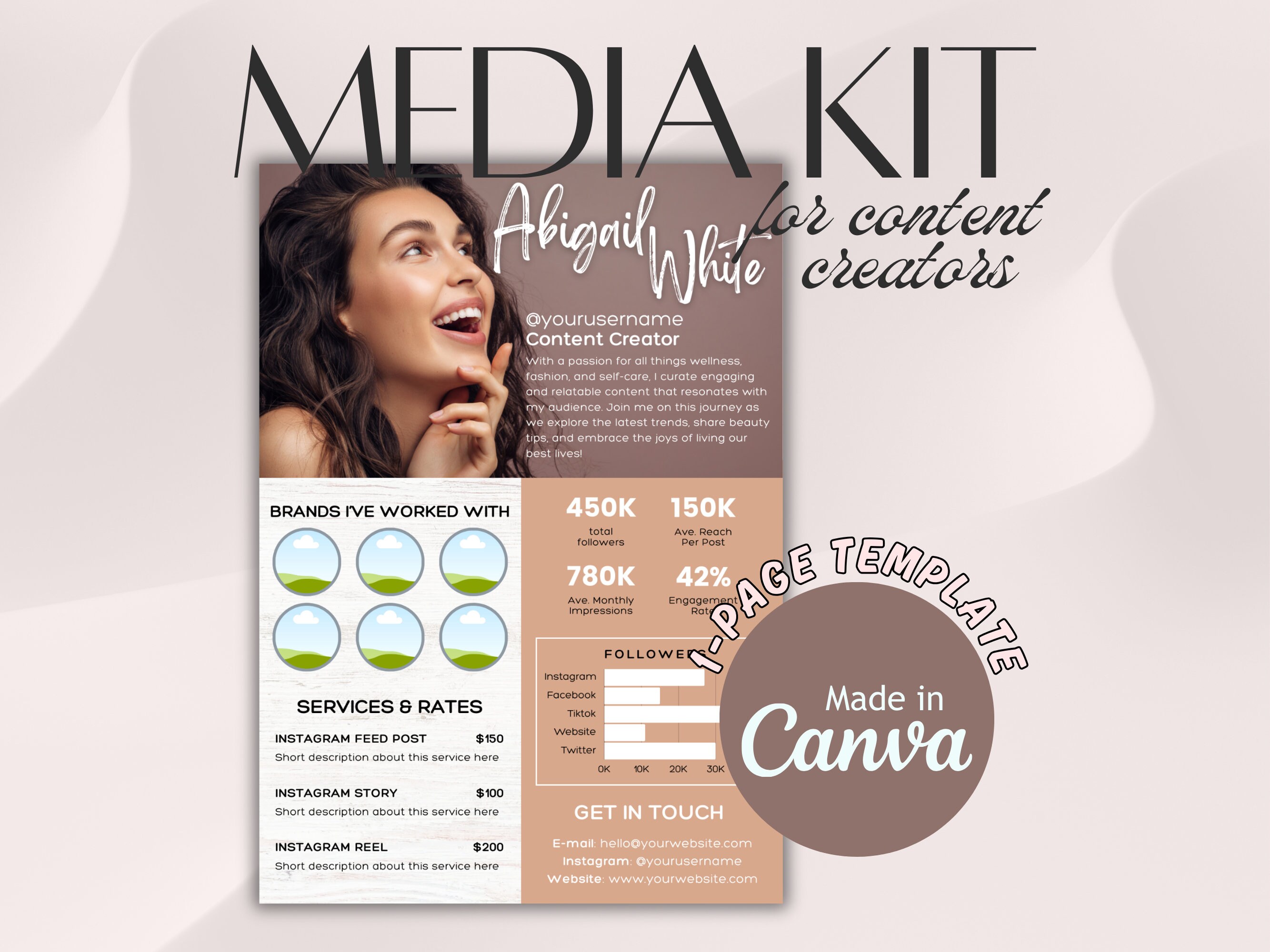 Content Creator Media Kit Canva Rate Sheet Template Blogger Social ...