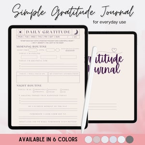 Digital Gratitude Journal Printable Simple Daily Reflection Journal ...