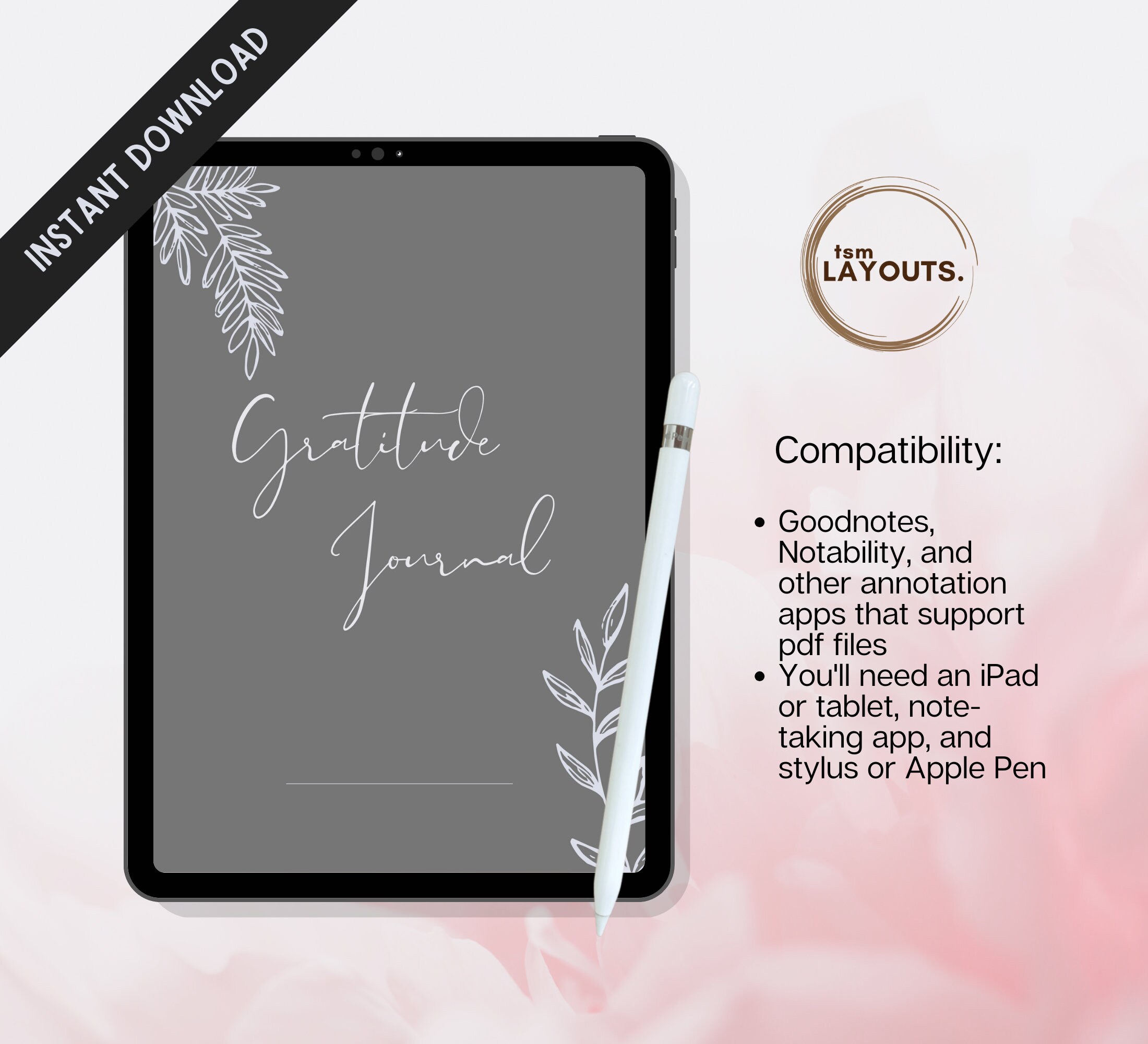 Digital Gratitude Journal Printable Simple Daily Reflection Journal ...
