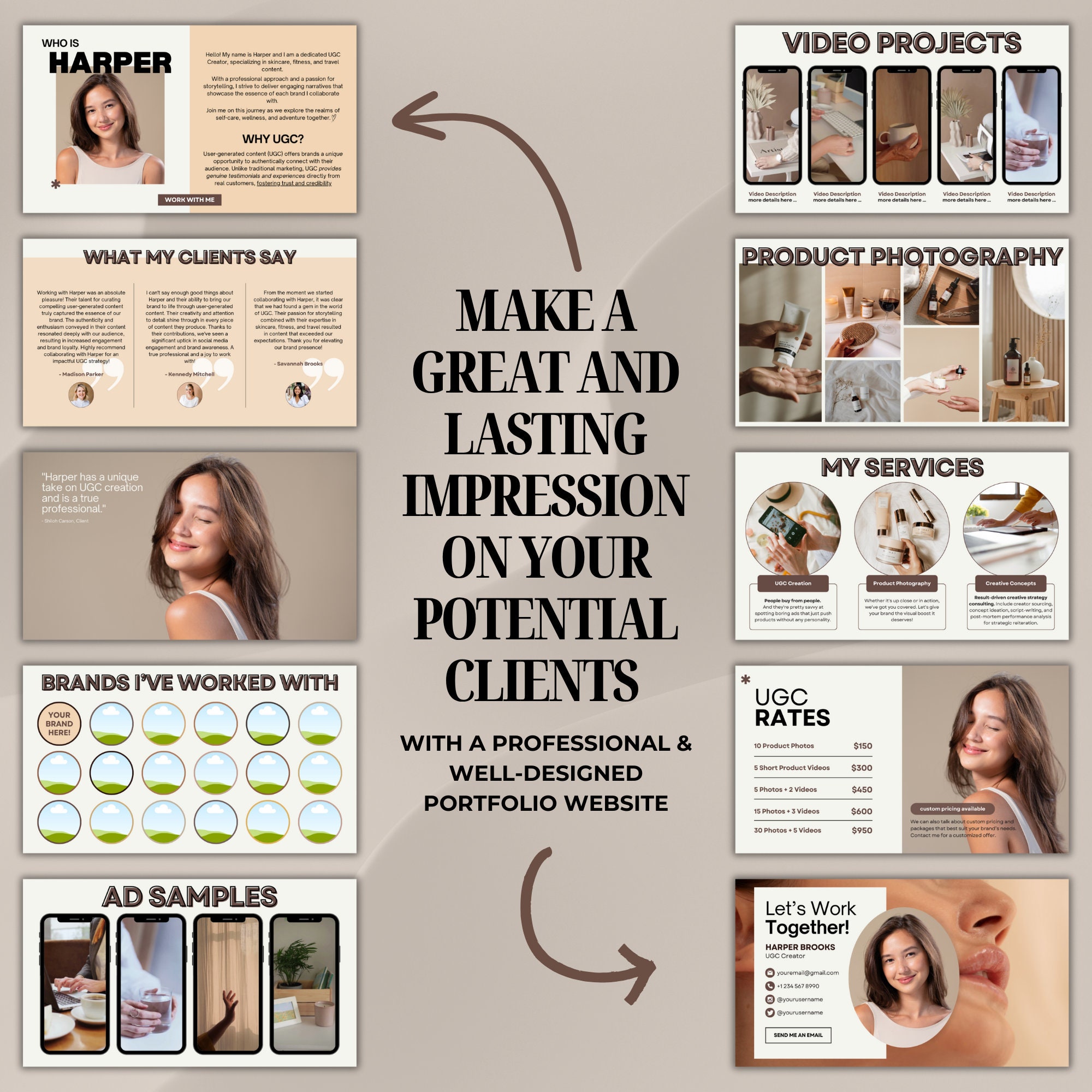 UGC Portfolio Template Canva Editable UGC Website Template Minimalist ...