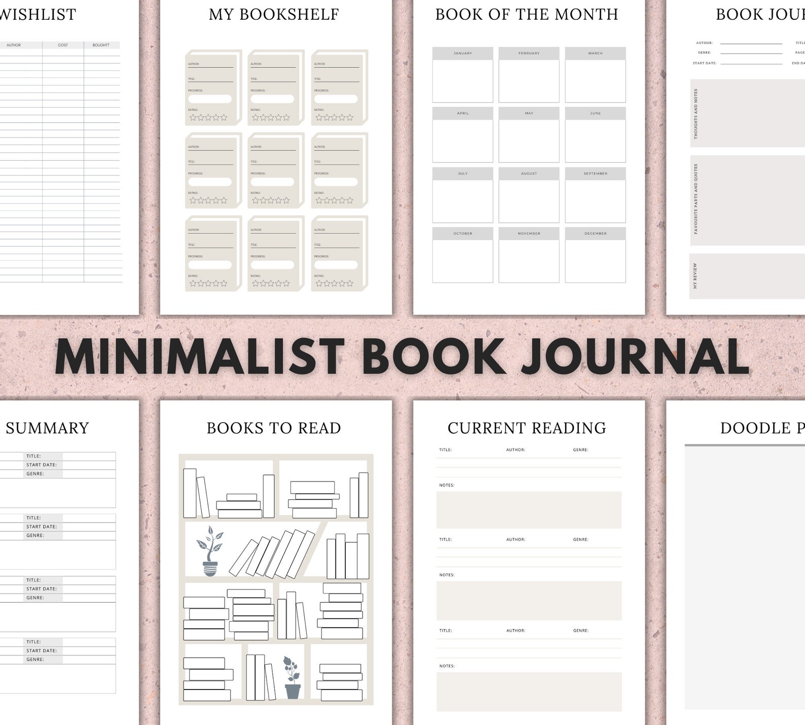 Digital Book Journal Printable Digital Reading Journal Goodnotes ...