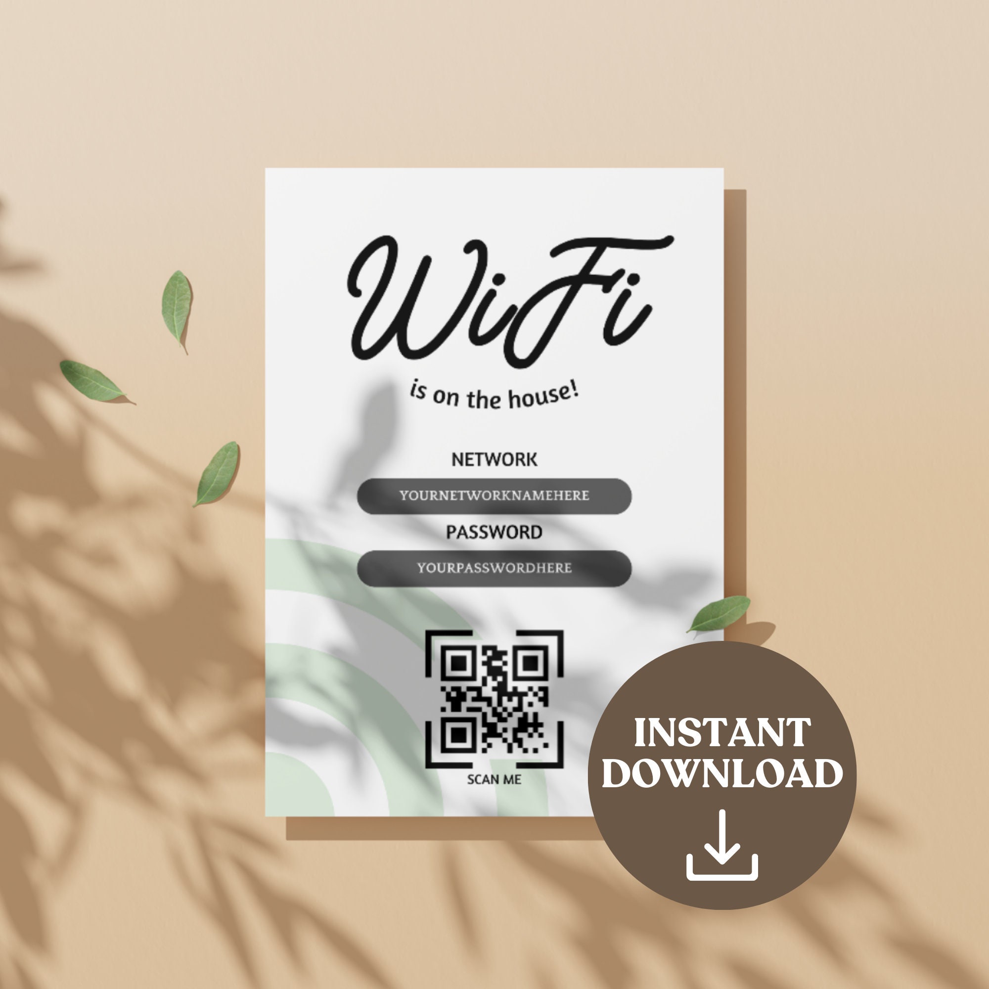 Airbnb Wifi Sign Template Canva Editable Vacation Rental Wifi Password ...