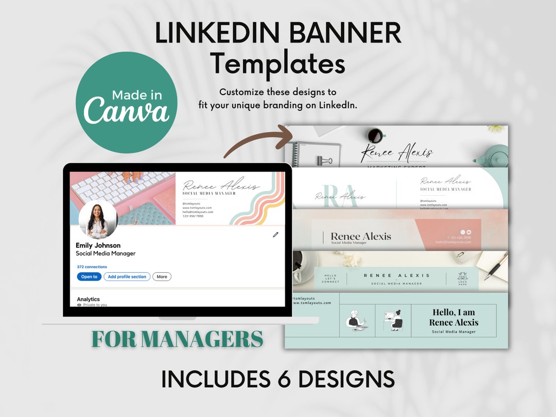Linkedin Banner for Social Media Manager Canva Editable Template for ...