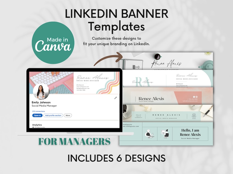Linkedin Banner for Social Media Manager Canva Editable Template for ...