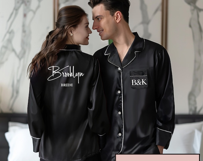 Personalised Satin Pajamas Set, Custom Short Pyjamas Set, Matching ...