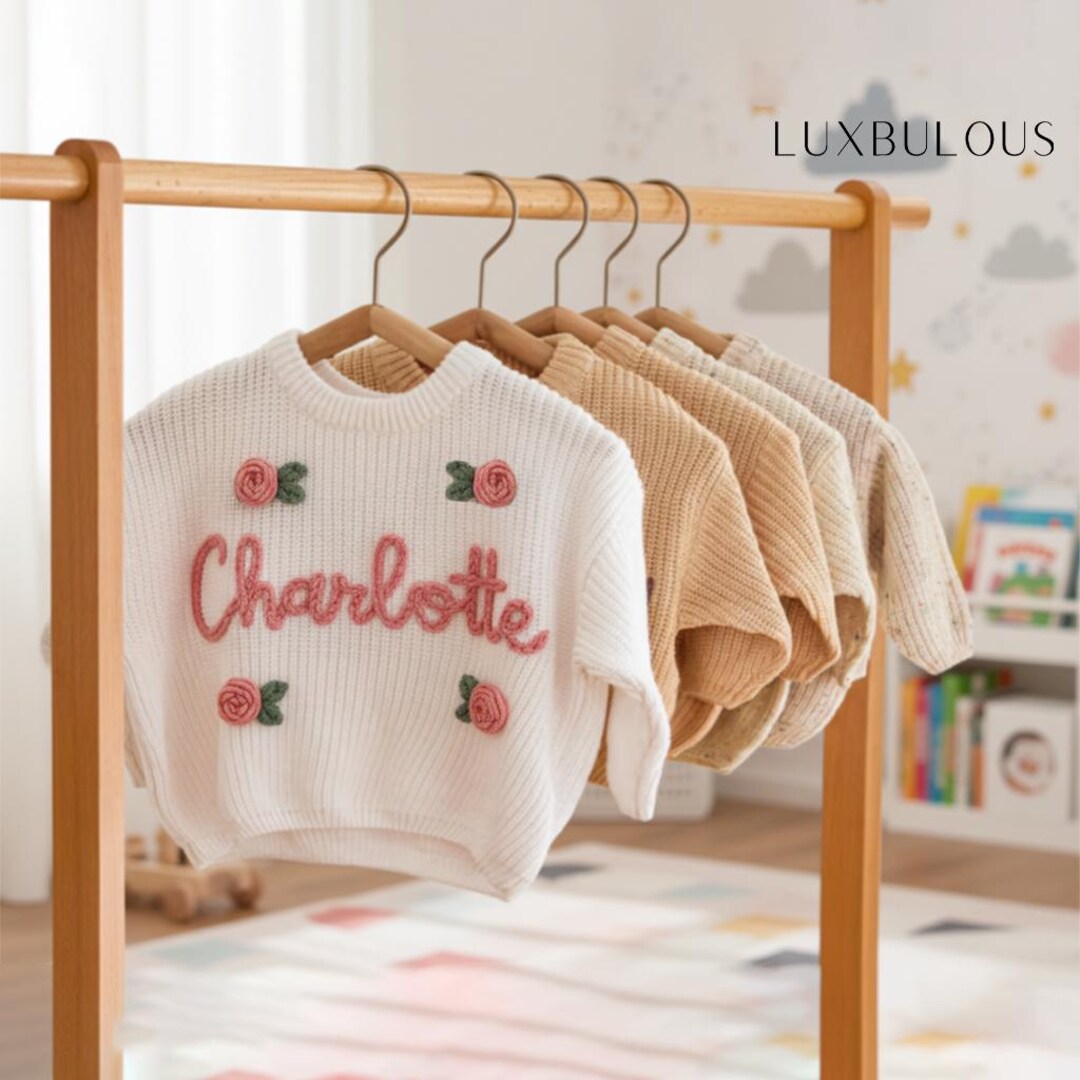 Handmade Baby Sweater, Embroidered Knit Sweater, Baby’s First Christmas ...