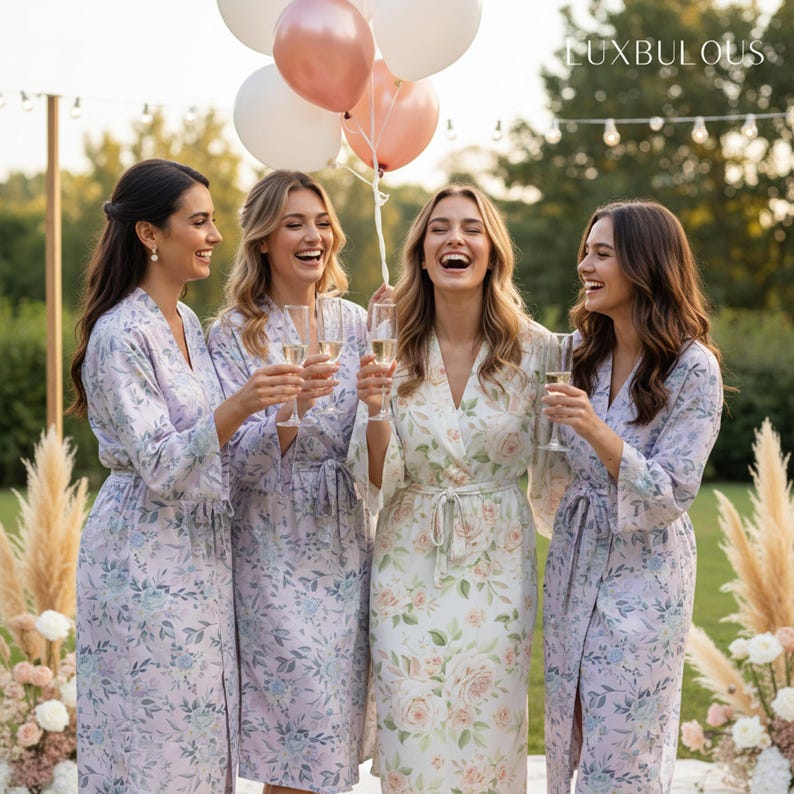 Personalized Floral Robes, Bridal Shower Robe, Boho Floral Robe, Robe ...