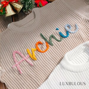 Personalized Baby Knit Sweater, Hand Embroidered Baby Name Sweater ...