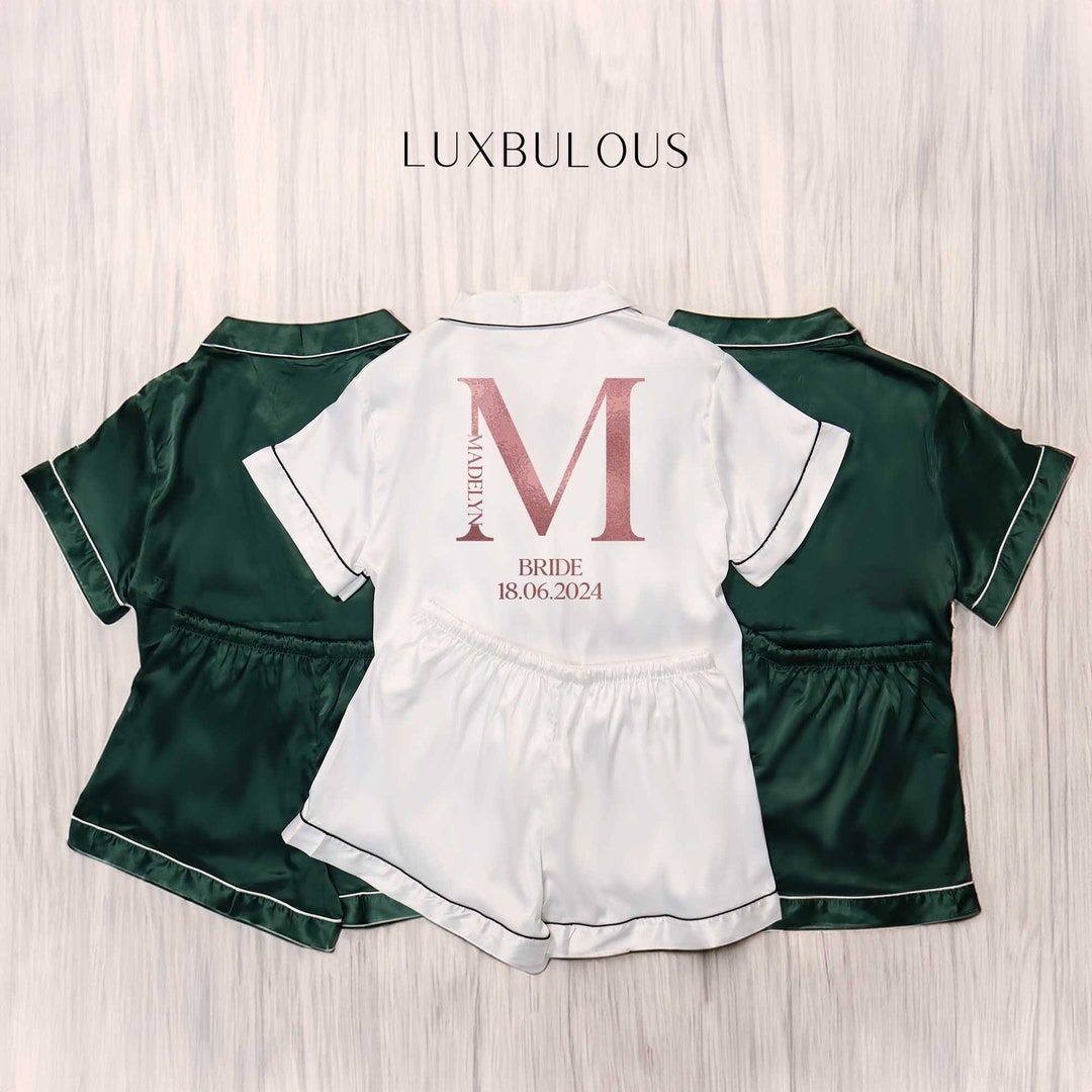 Personalised Satin Sleep Shorts, Bridesmaid Pyjamas Set, Matching ...